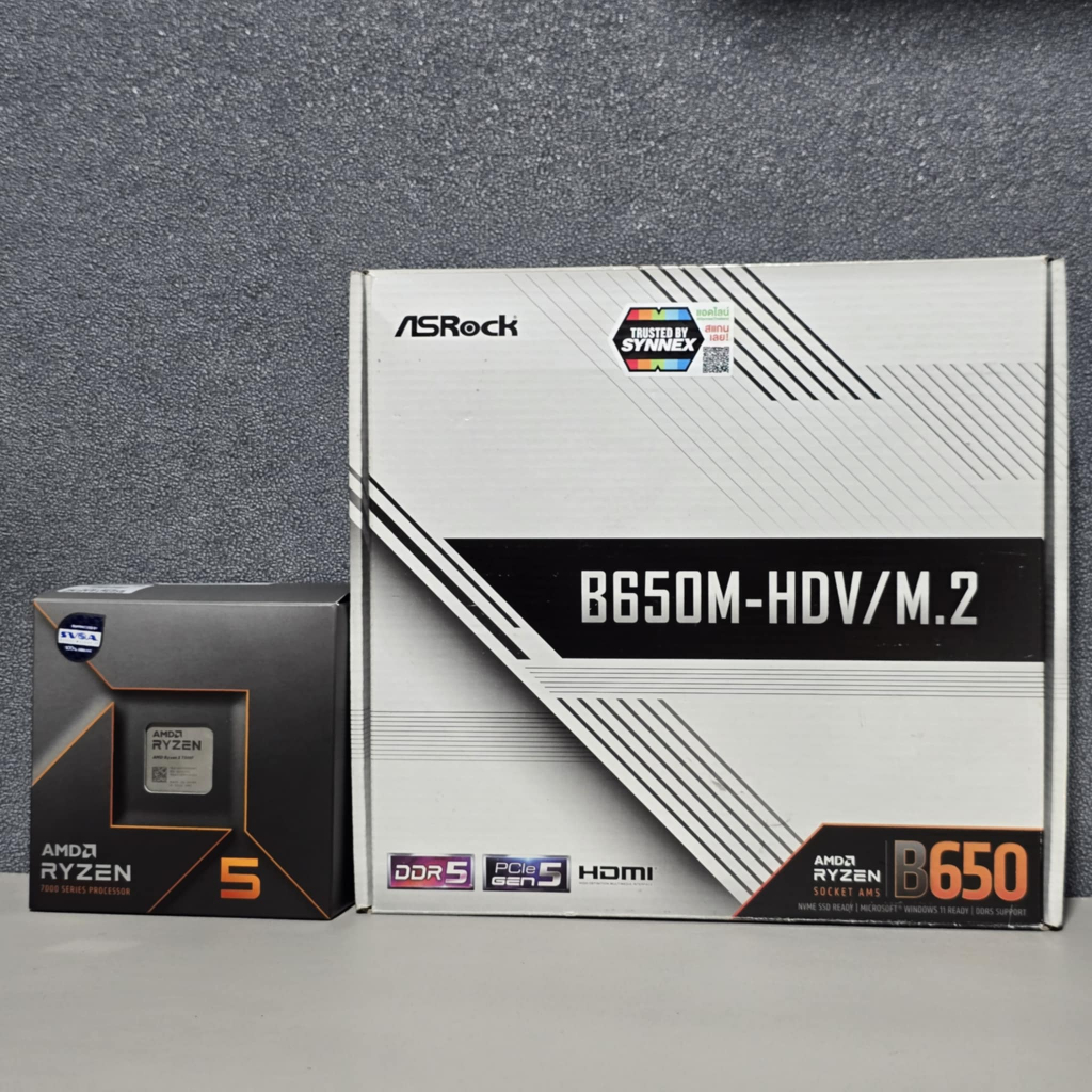 CPU AMD RYZEN 5 7500F + ASROCK B650M -HDV/M.2 (DDR5) (AM5) (M-ATX) สินค้ามือ2/มีประกันศูนย์ไทย ...