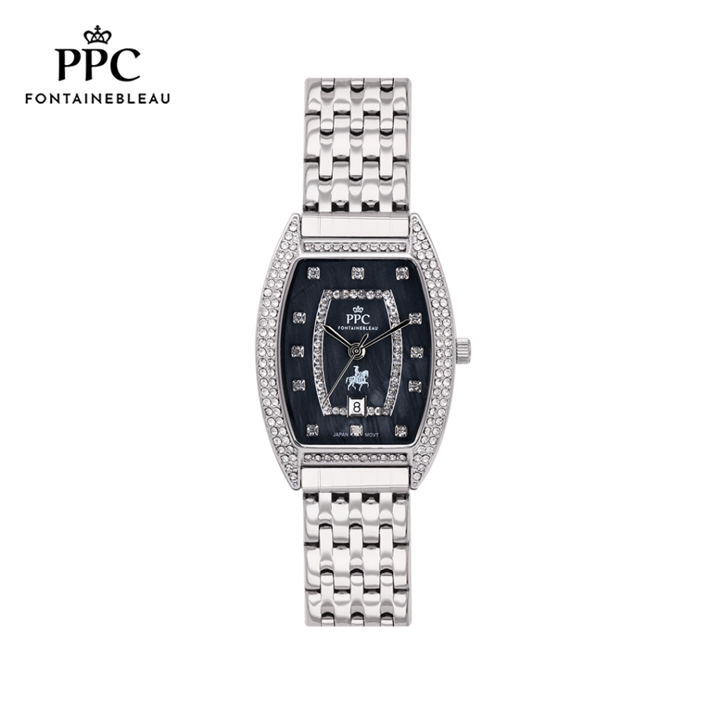 PPC-EA07 นาฬิกาข้อมือผู้หญิง หน้าปัดประดับเพชร สายสแตนเลส ประกัน 1 ปี แบรนด์ PPC FONTAINEBLEAU ...