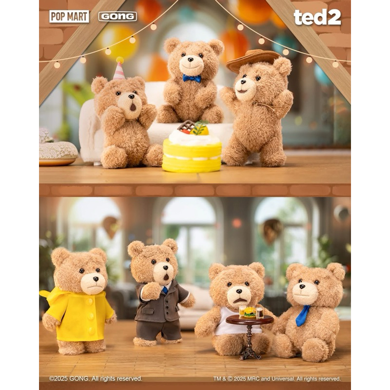 🔥พร้อมส่งในไทย🇹🇭 {ยก Box} 🔥POP MART Ted2 Teddy Bear Action Plush Pendant Blind Box พวงกุญแจหมีเท ...