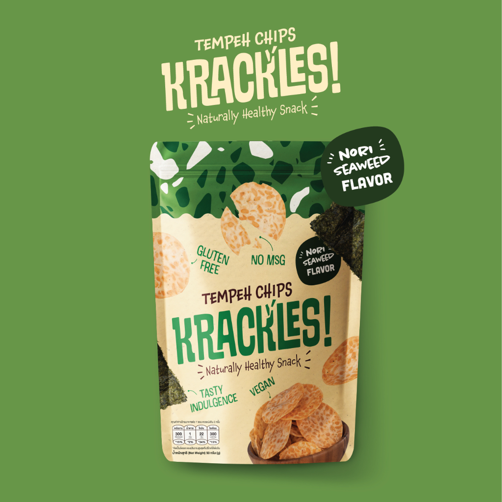 Krackles! Tempeh Chips Nori Seaweed Flavor แคร็กเคิลส์ เทมเป้แผ่นกรอบ ...