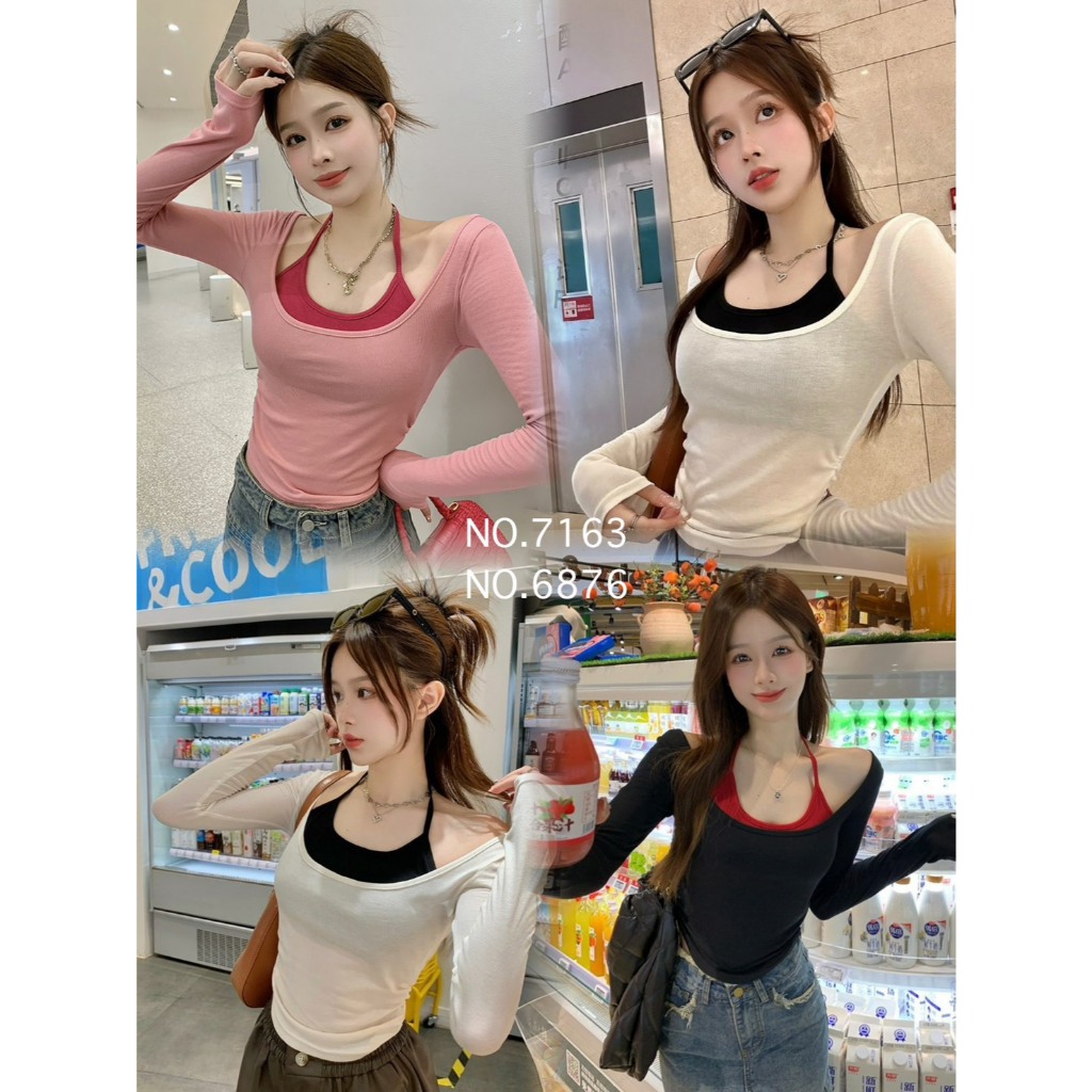 zh-forever.6876-7163 สายเดี่ยว ผูกเชือก คล้องคอ น่ารัก มีให้เลือกหลายสี ...