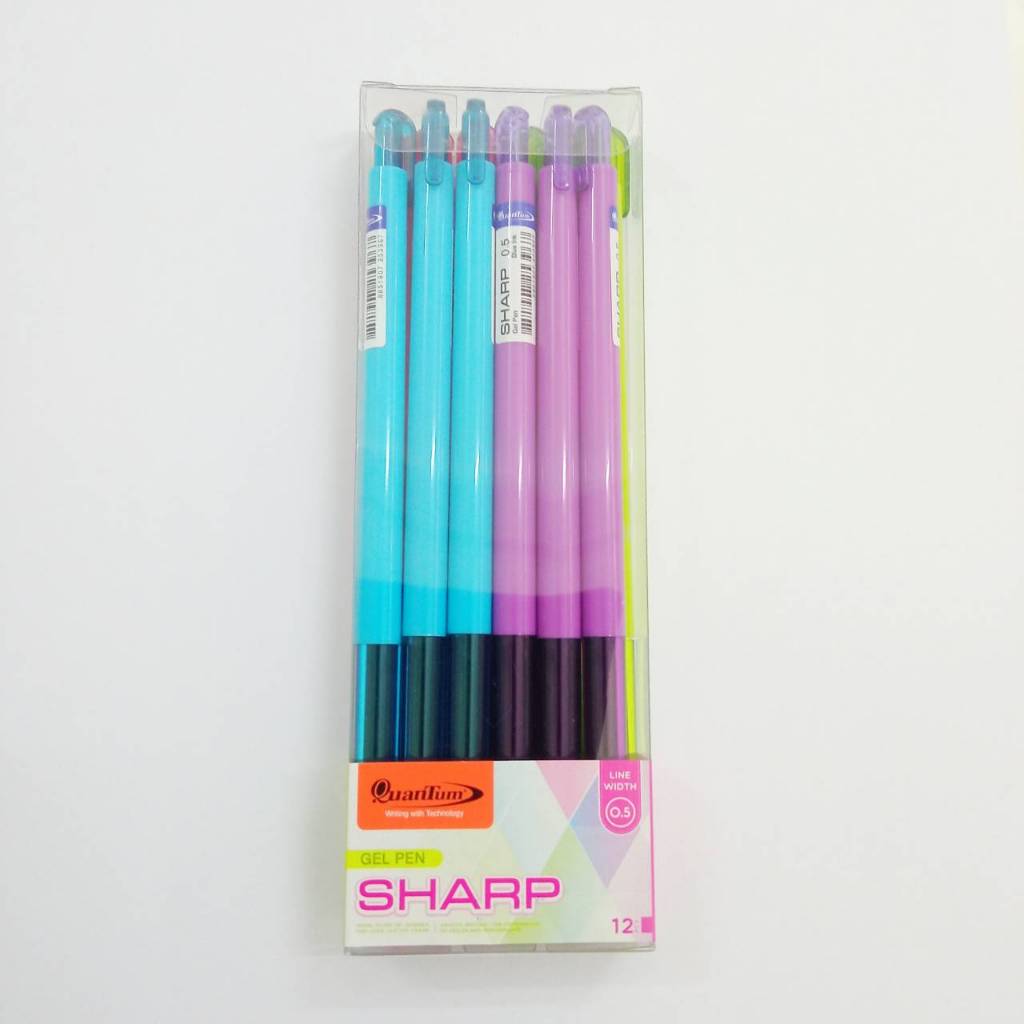 12ด้าม x ปากกาเจล Quantum Sharp 0.5มม. หมึกน้ำเงิน ตัวด้ามพลาสติก ...