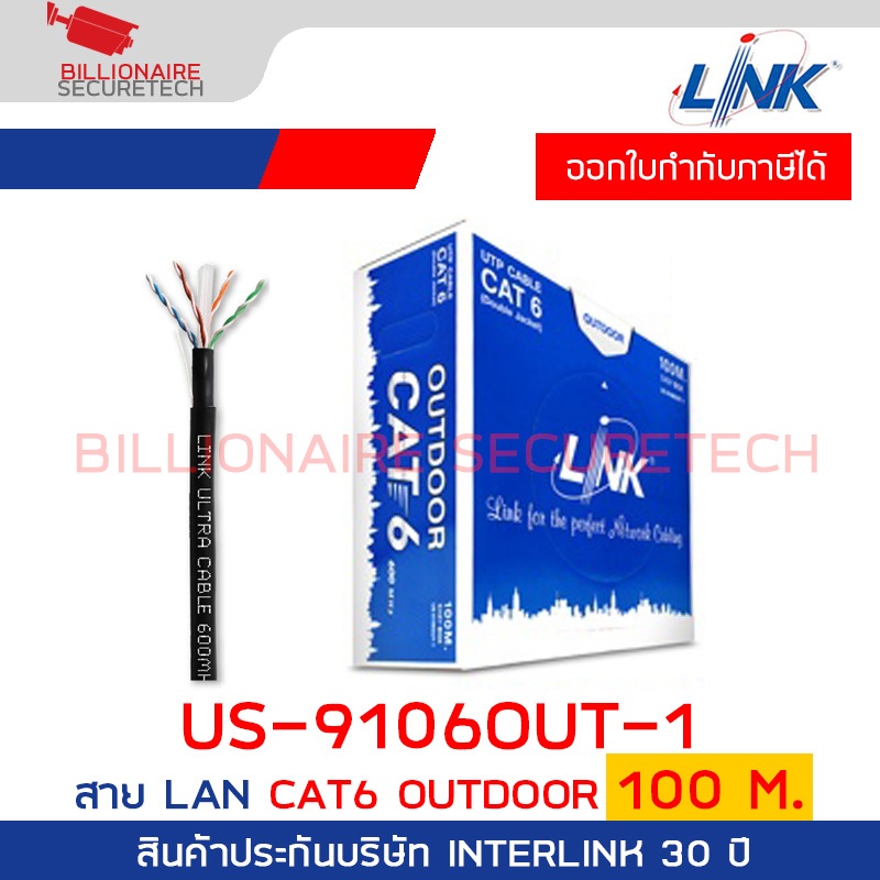 LINK US-9106OUT-1 CAT 6 UTP, PE OUTDOOR w/Filler, 23 AWG (Double Jacket ...