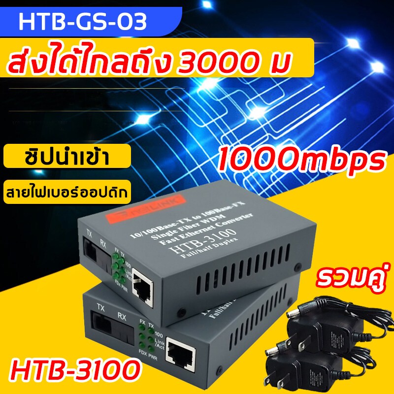 🔥จัดส่งที่รวดเร็ว🔥Netlink Media Converter 10/100/1000 MBPS HTB-GS-03(A ...