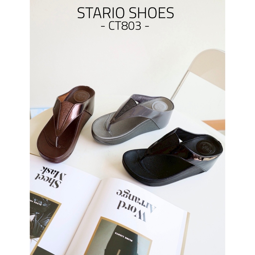 Stario Shoes ~CT803 สูง2.5นิ้ว หน้าคีบ เท้าอวบ+1 ️รองเท้าสุขภาพผู้หญิง ...