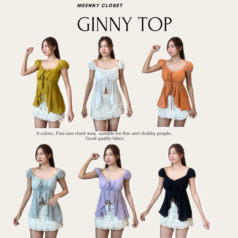 Meenny Closet | GN05 เสื้อเเขนตุ๊กตาดีเทลโบว์ผ่าหน้า MEENNY | Shopee Thailand
