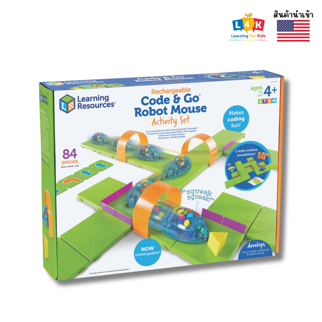 [อายุ 4+] ชุดกิจกรรมหุ่นยนต์หนูน้อยอัจฉริยะแบบชาร์จไฟได้[Rechargeable ...