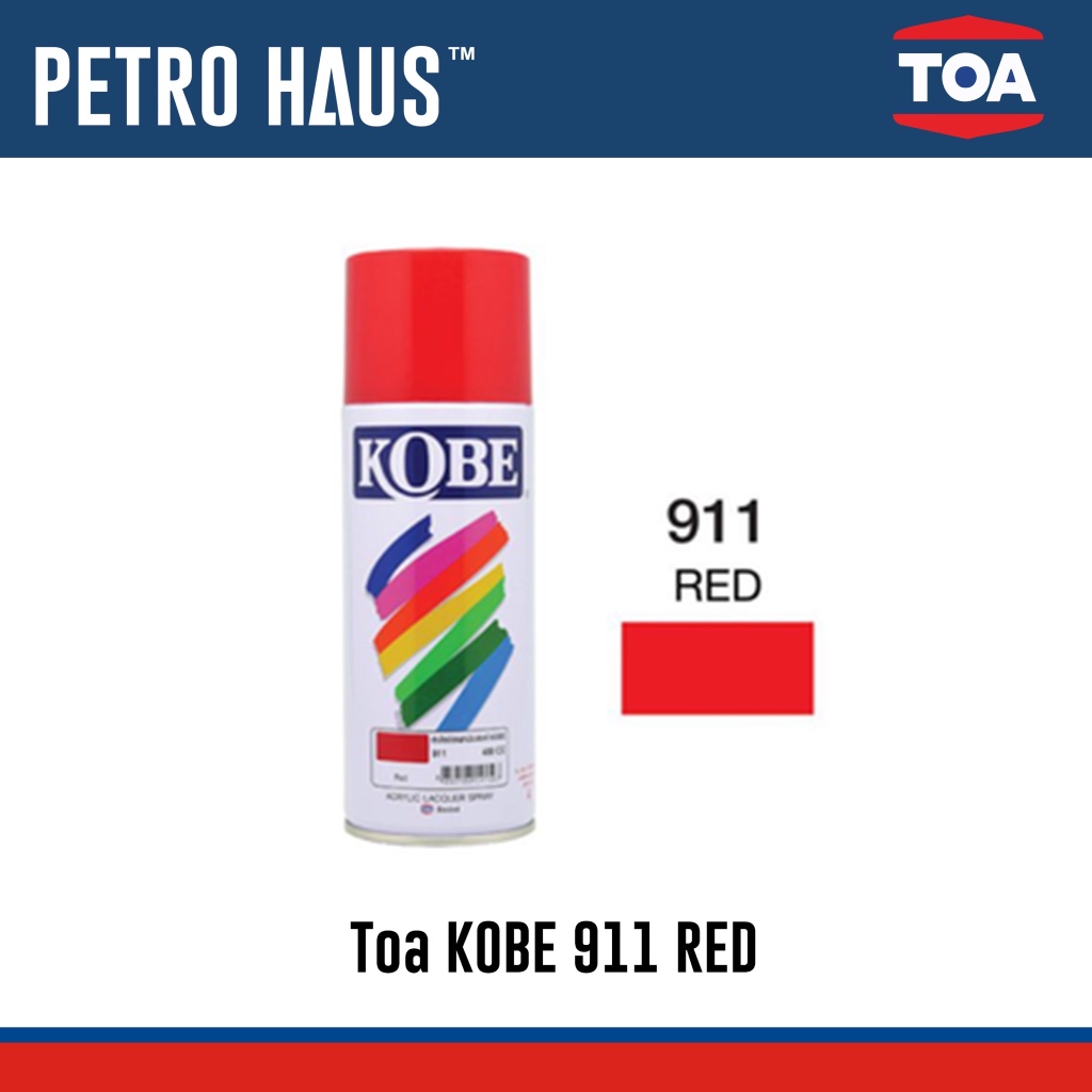 Toa Kobe สีสเปรย์โกเบ - สีสเปรย์อเนกประสงค์ - 911 Red - สีแดง ขนาด ...