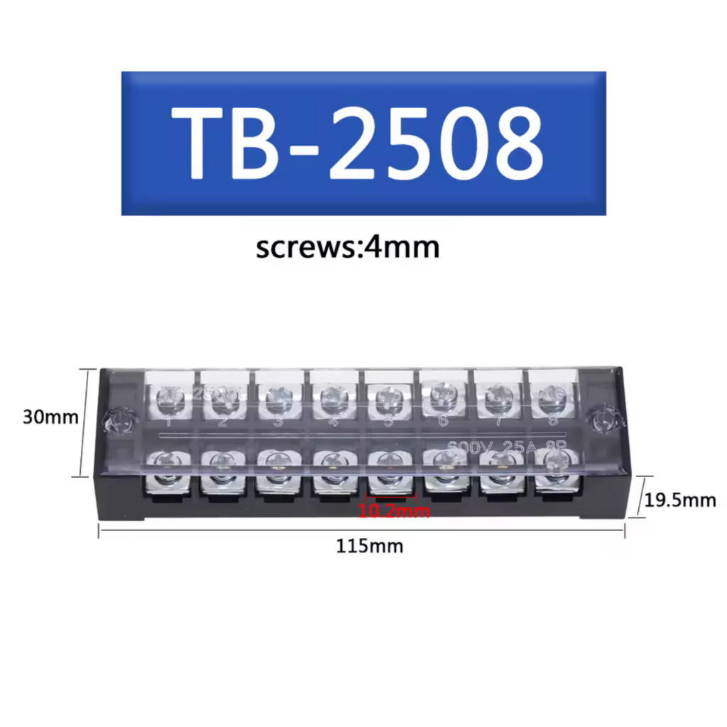 TB2508 เทอร์มินอล บล๊อก 8 ช่อง Terminal 8P 25A 600V | Shopee Thailand