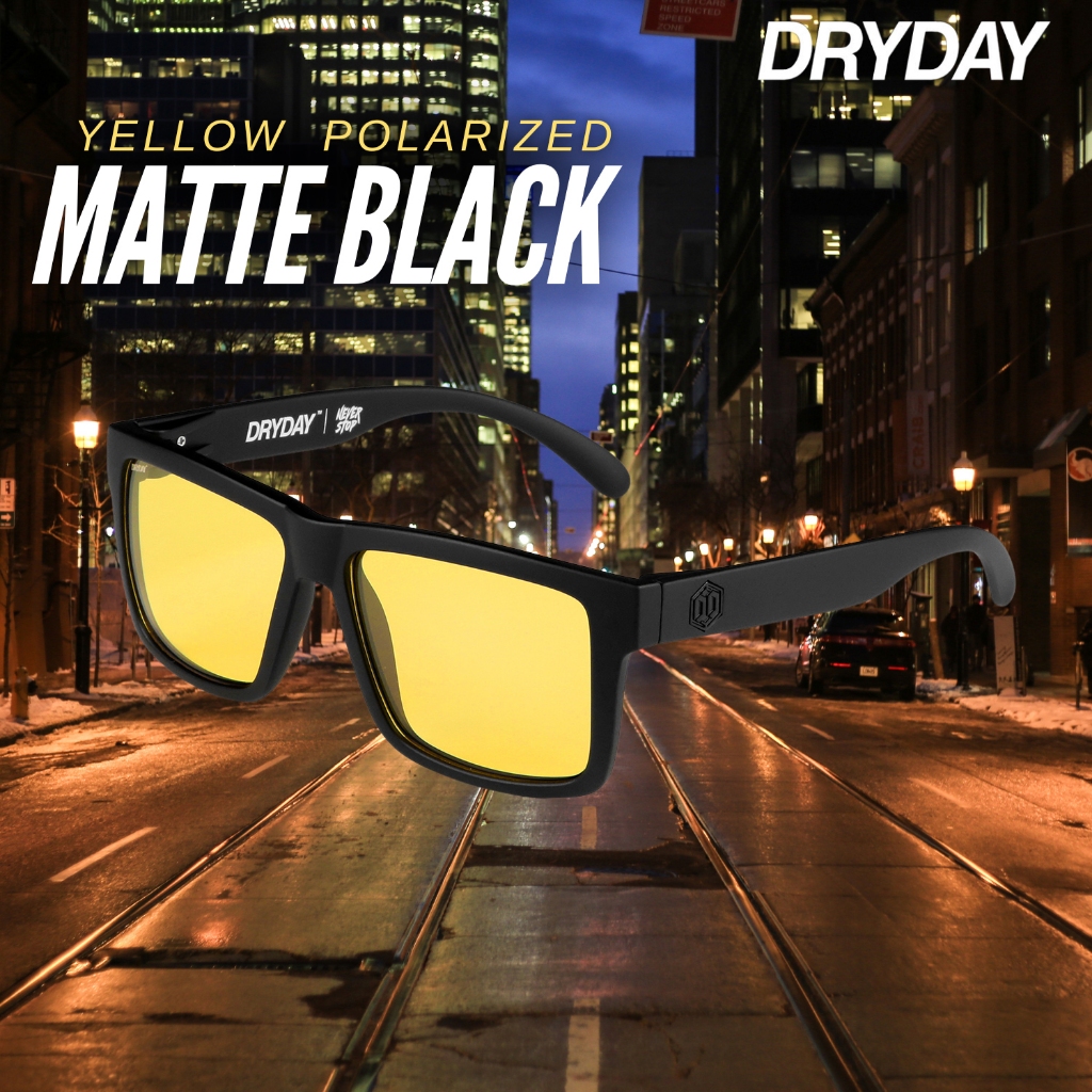 DRYDAY - MATTE BLACK - YELLOW TINT POLARIZED ( ใส่ขับรถกลางคืน ) | Shopee Thailand