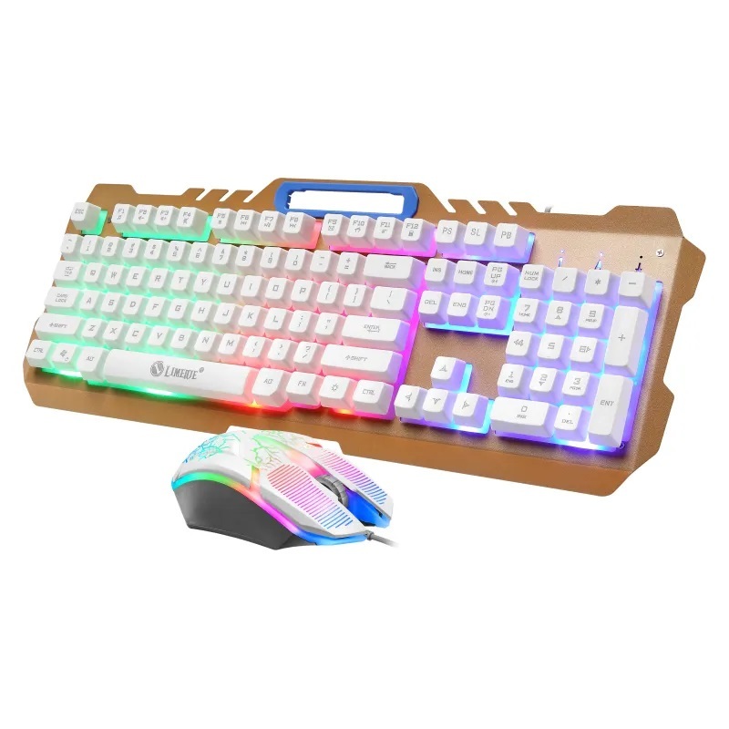 คีย์บอร์ดสำหรับGamer T21 RGB Metal Panel Membrane Gaming Keyboard+Mouse ...