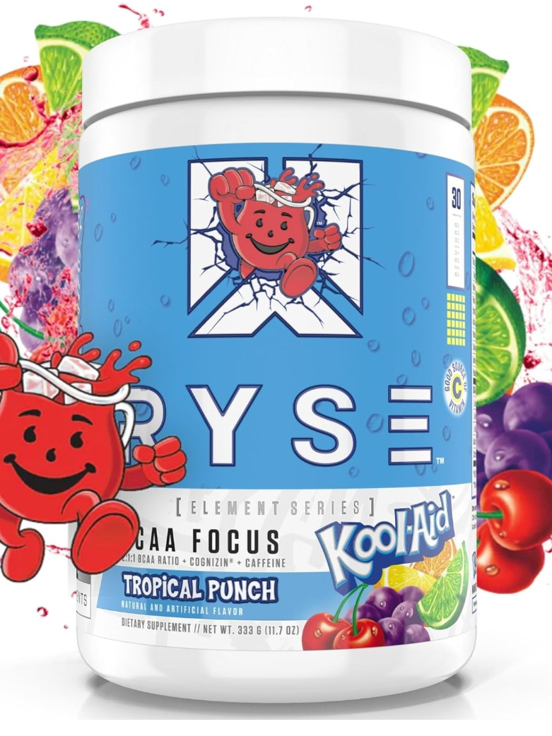 Ryse BCAA Focus Powder - Kool-Aid Tropical Punch - BCAA Supplement with ...