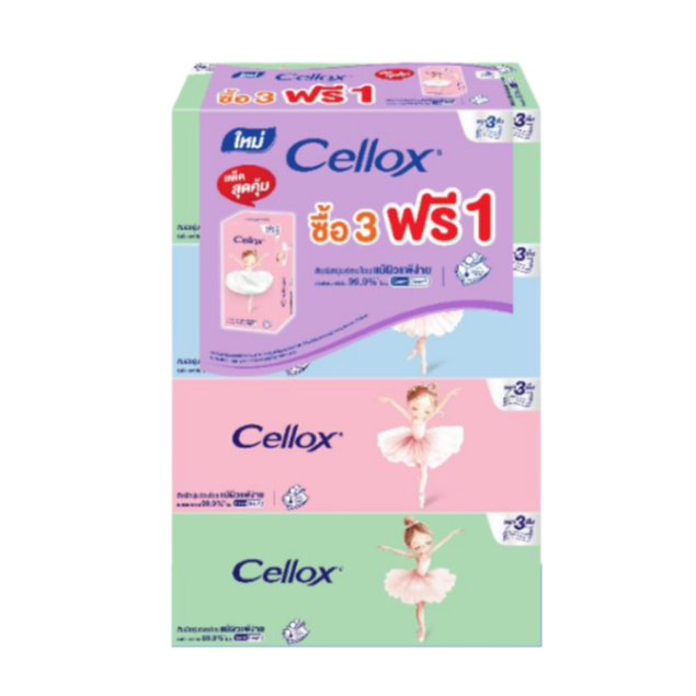 Cellox Facial Trendy Box 80แผ่น แพ็ค4กล่อง เซลล็อกซ์ กระดาษทิชชู่เช็ด ...