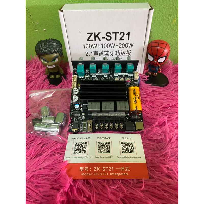 ZK-ST21 แท้ แอมป์จิ๋ว 2.1 100W*2+200W DC 12-30v รองรับการติดตั้ง ZK-AMP ชิปบลูทูธ TPA3221 ...