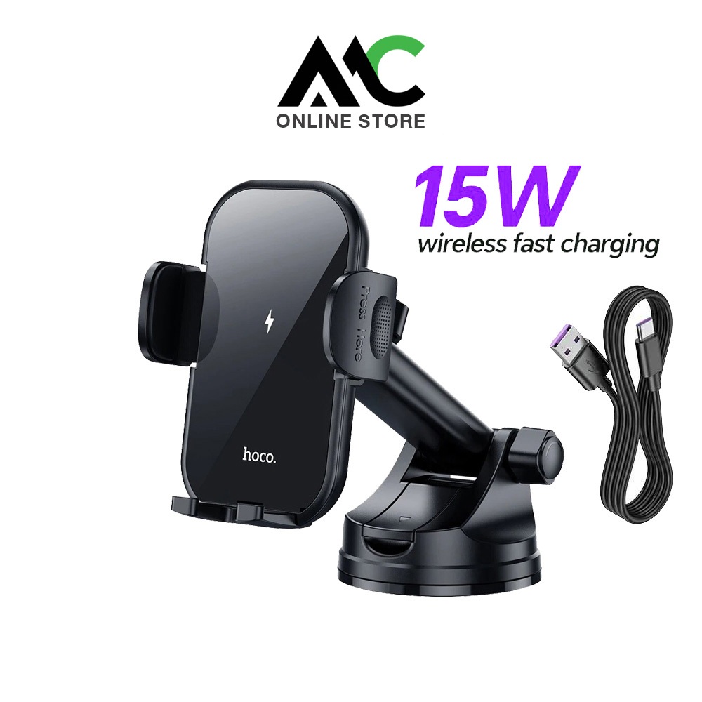 Hoco HW5 ขาจับมือถือ แบบชาร์จไร้สาย 15W ติดกระจก และคอนโซล รองรับขนาด 4 ...