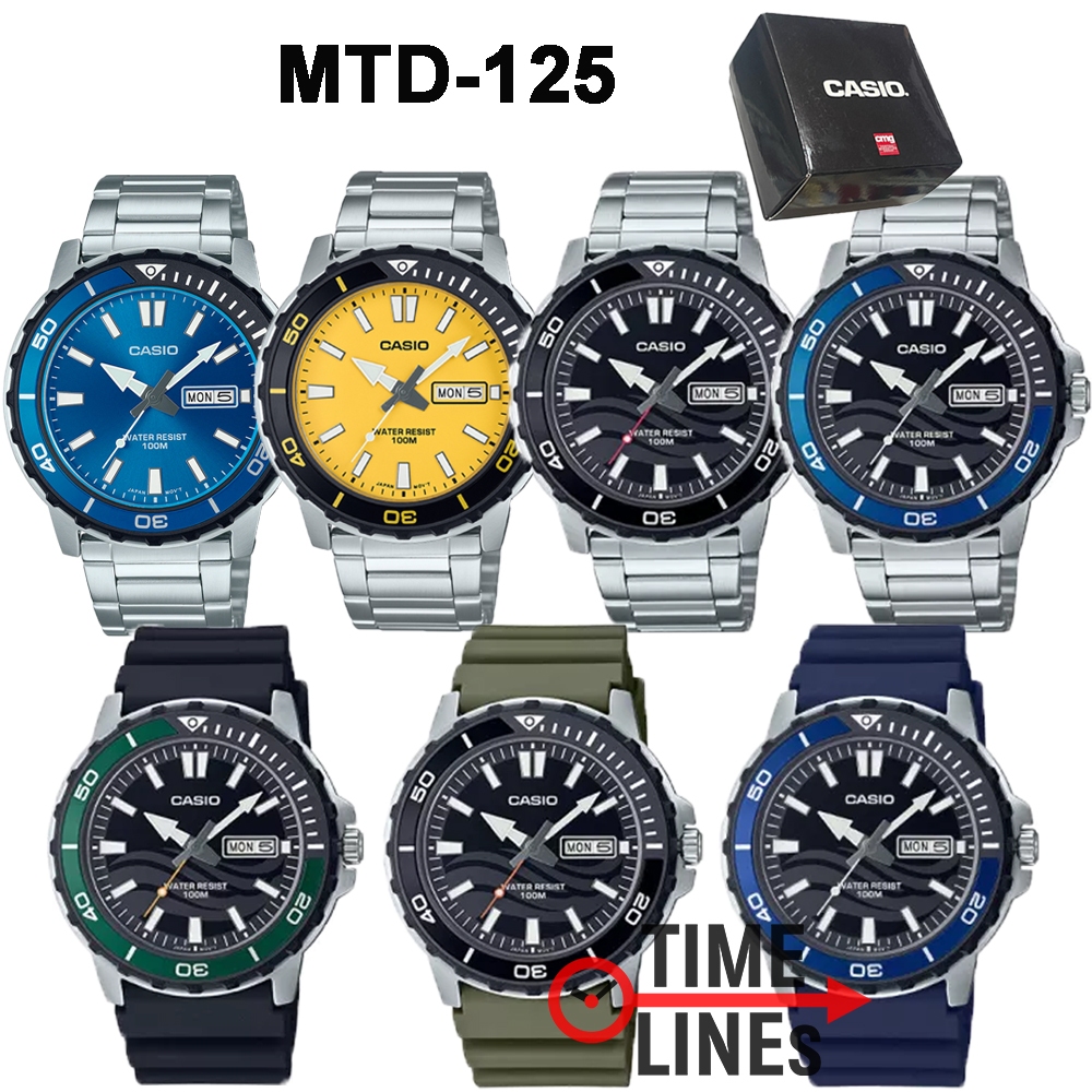 !!ประกัน1ปีและกล่อง CMG!! CASIO รุ่น MTD-125 นาฬิกาผู้ชาย ทรงสปอร์ต กัน ...