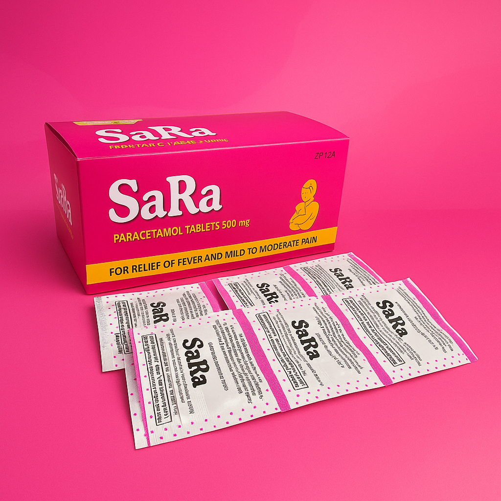 Sara Paracetamol 500mg [ยกกล่อง 20x10 เม็ด/แยกแผง1x10เม็ด ] ซาร่าพาราเซตามอล 500 mg เม็ดกลม ...