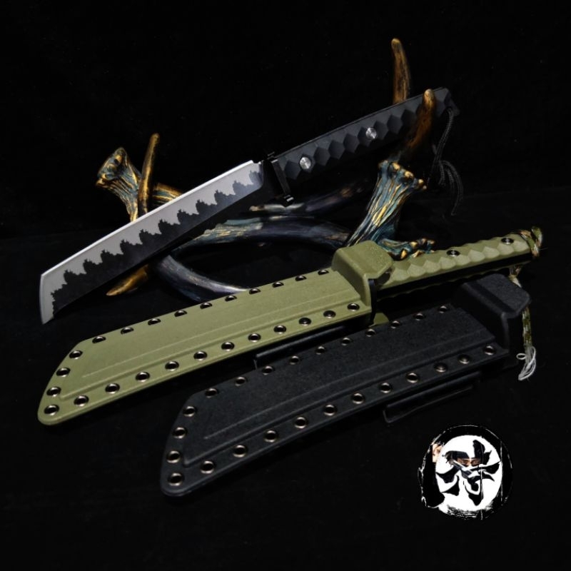 มีด เดินป่า เหล็ก DC53พื้นผิวสโตนวอร์ค ความแข็ง 60±2 HRC ด้ามจับ ไนลอนไฟเบอร์กลาส กำบังมือเหล็ก ...