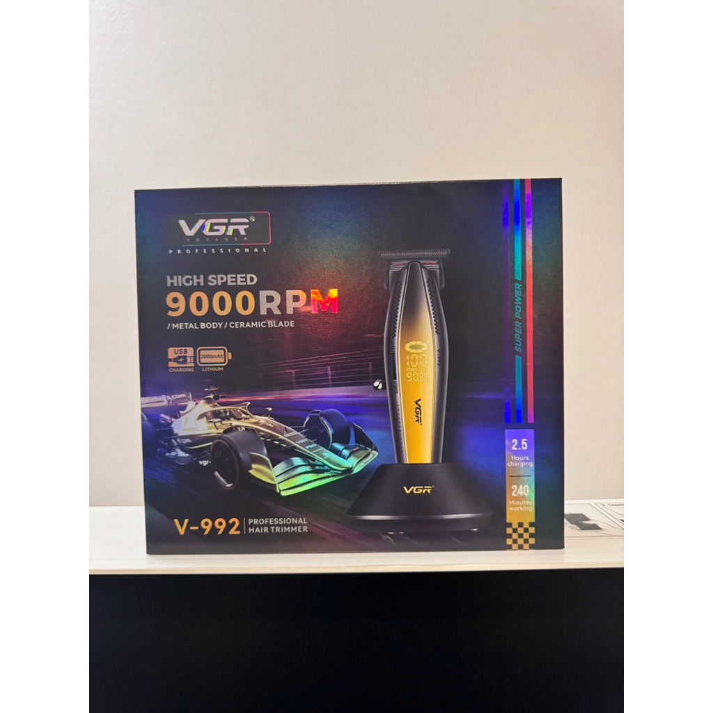 VGR vgr992 ปัตตาเลี่ยนกันขอบไร้สาย ทิมเมอร์ ฟันเซรามิค เคลือบDLC 9000รอบมาพร้อมแท่นชาร์จ ...