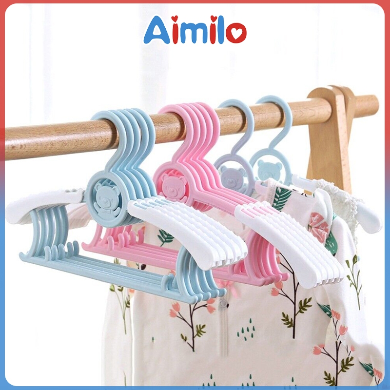 Aimilo ไม้แขวนเสื้อ ไม้แขวนเสื้อผ้าเด็กปรับยืดได้ ใช้แขวนทั้งเสื้อผ้า ...