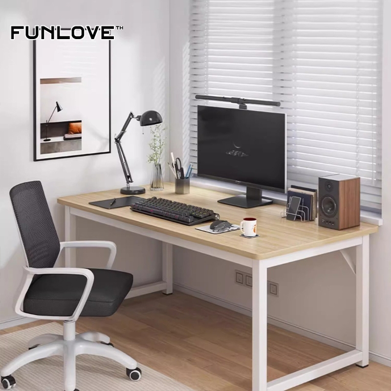FUNLOVE 140/160โต๊ะทำงานไม้ ขาเหล็กหนา แผ่นหนา โต๊ะเรียน ประกอบง่าย ...