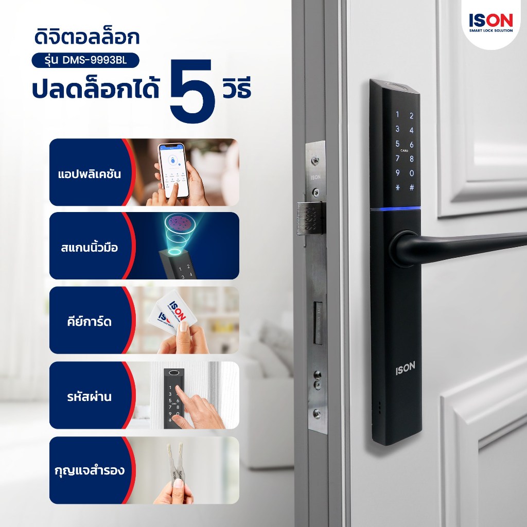 ISON DMS9903BL, DMS9993BL Digital Door Lock กุญแจดิจิตอลสำหรับประตู ...