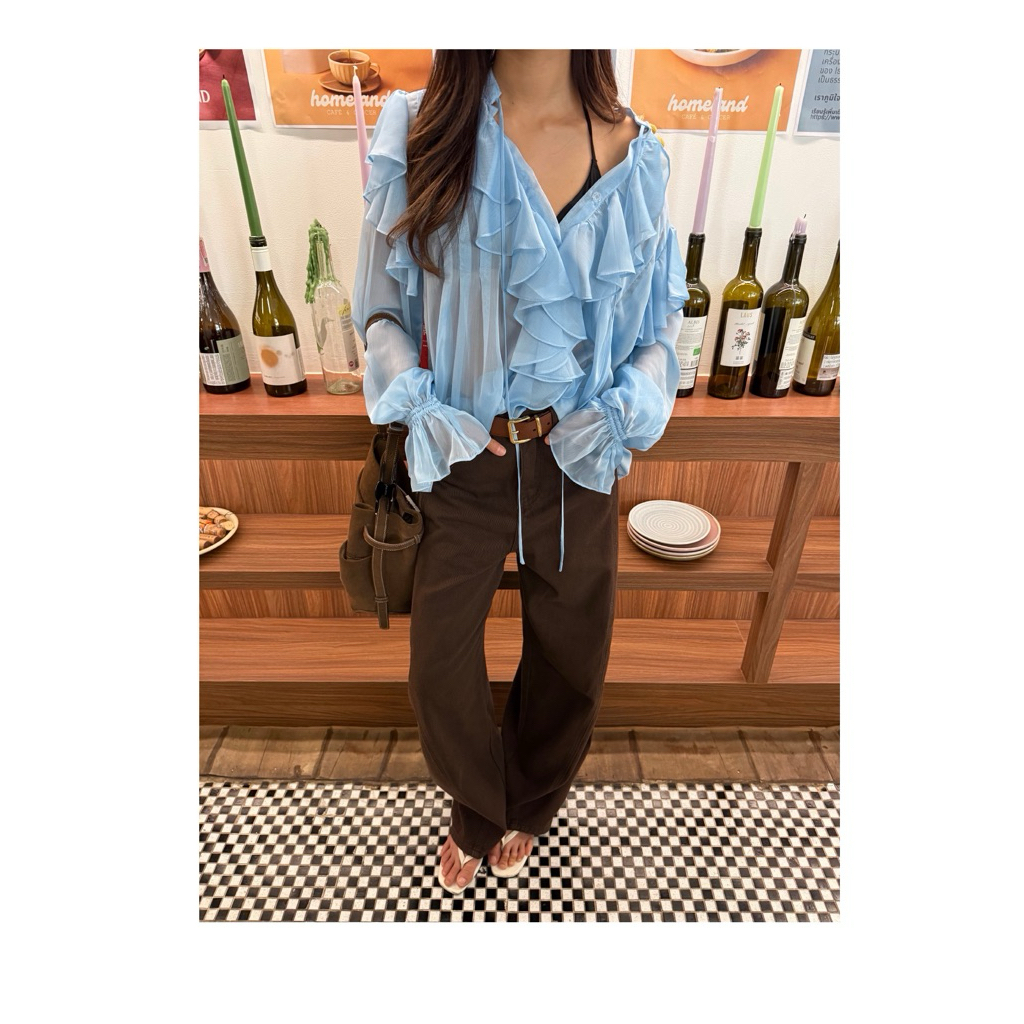 P1538-Barrel jeans Brown (zatanidesign) | Shopee Thailand