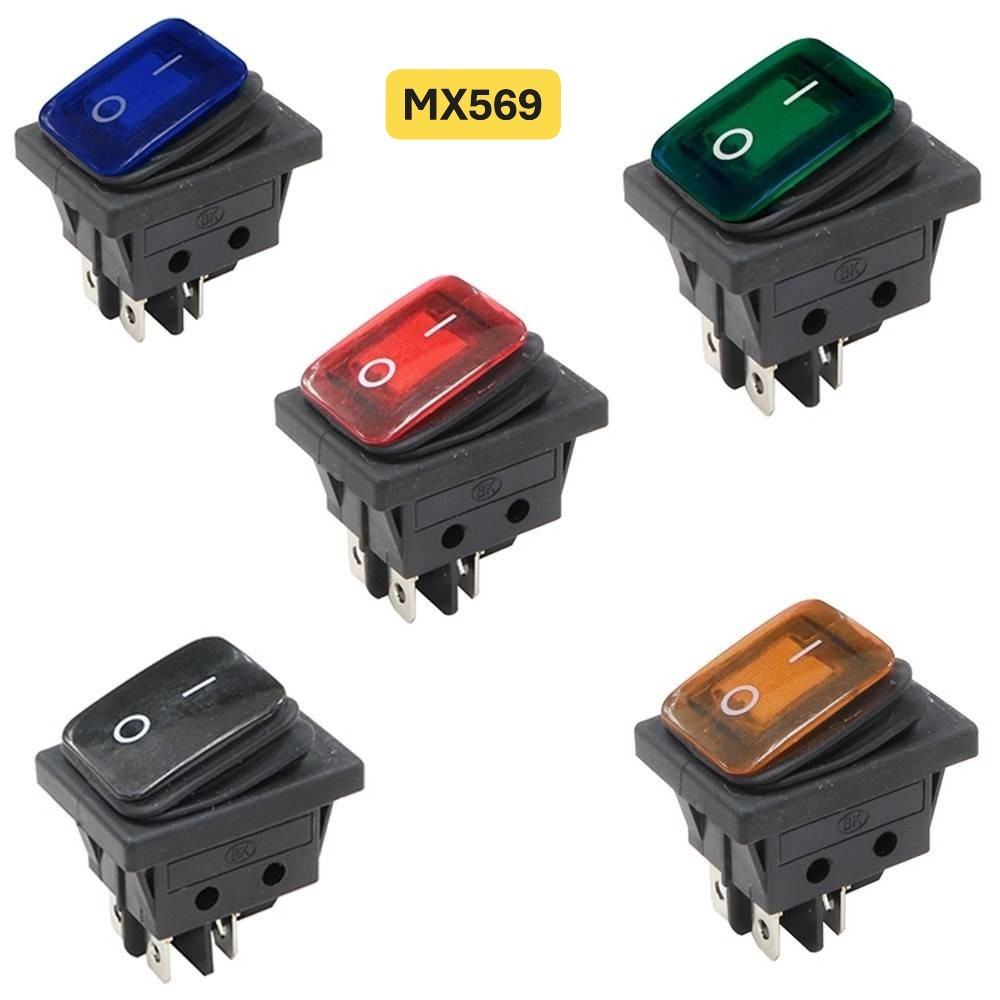 สวิทซ์กันน้ำขนาดใหญ่ 4ขา ON-OFF Rocker Switch 16A 250V AC รหัส MX569 ...