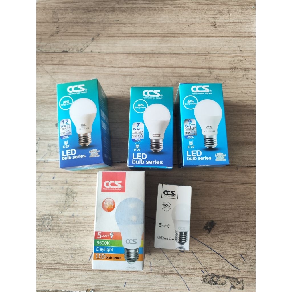 หลอดไฟ LED CCS 3W, 5W, 7W, 9W, 12W เดย์ ไลท์ และวอมไวท์ E27 | Shopee ...
