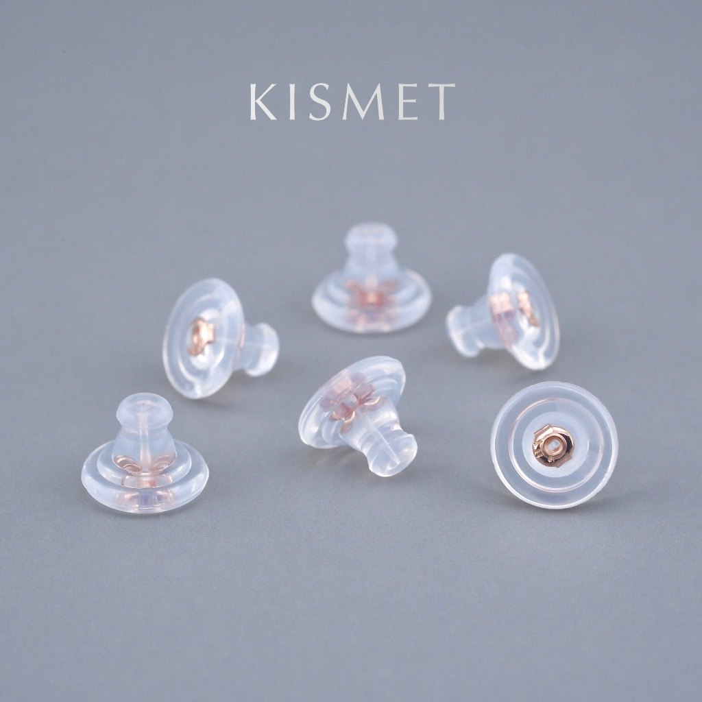 Kismet - Soft Wide Rose แป้นต่างหูซิลิโคน โลหะสีโรสโกลด์ หน้ากว้าง 10 ...