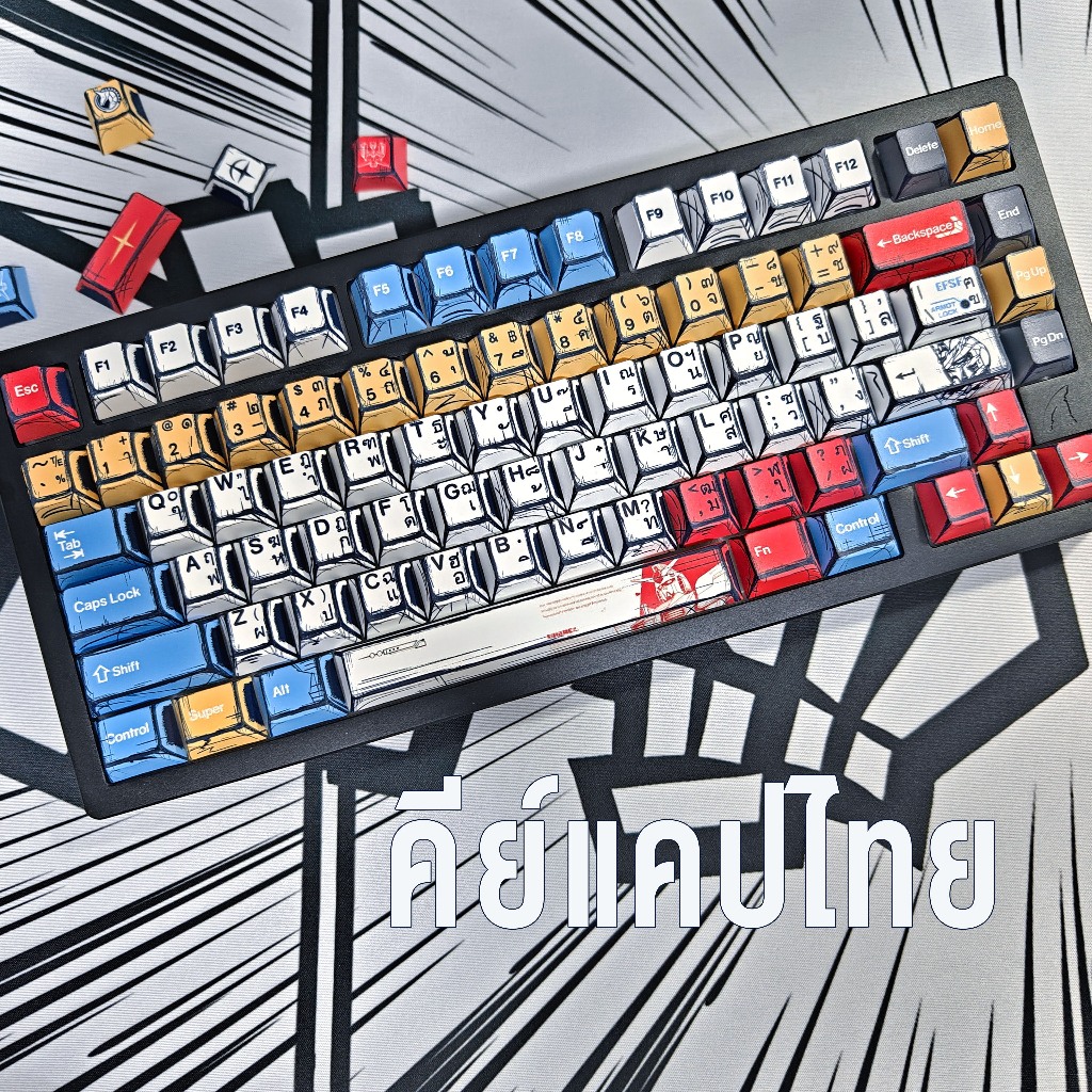 ⚡พร้อมส่งจากไทย⚡คีย์แคปไทย keycapไทย Gundamสไตล์การ์ตูน ใช้สำหรับ ...