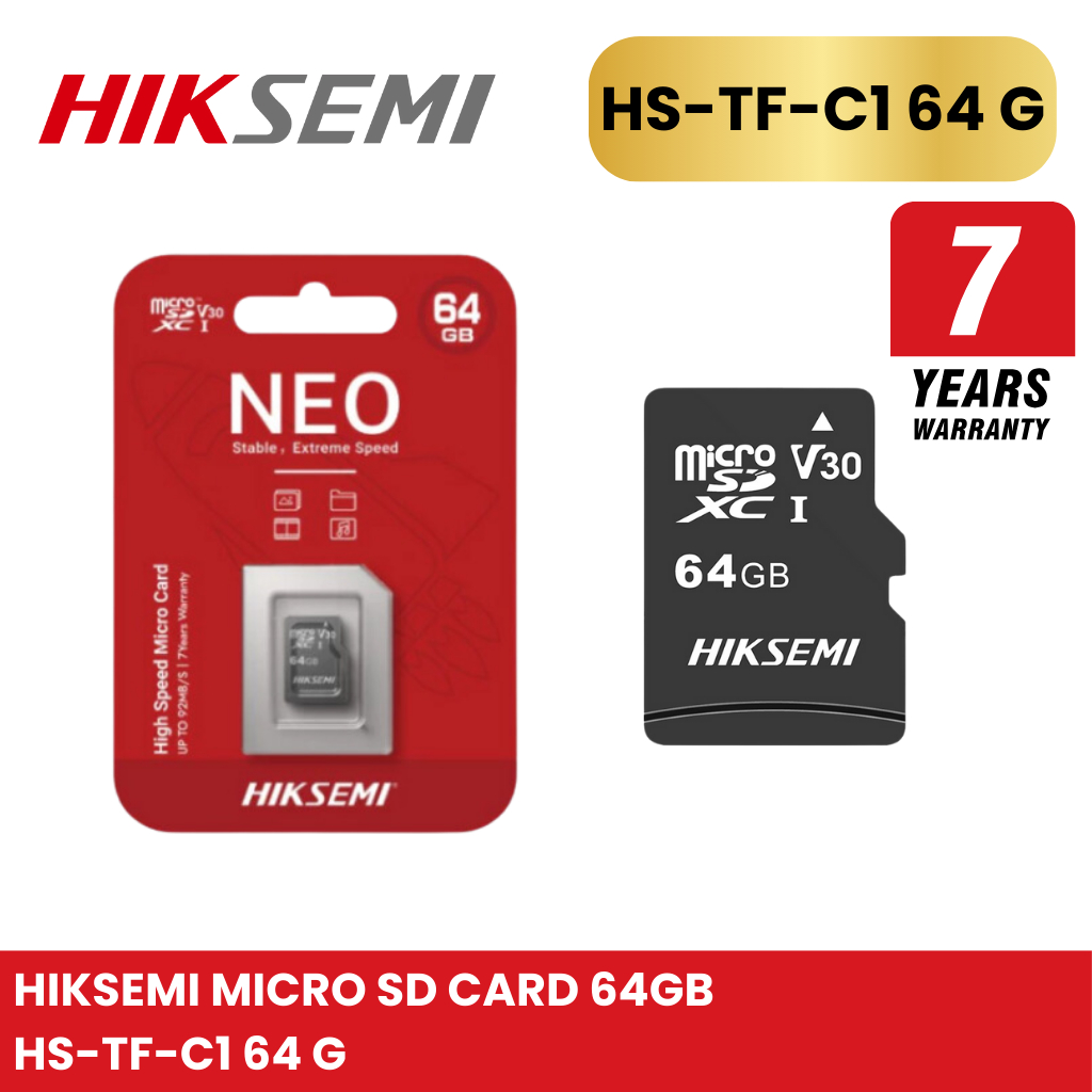 HIKSEMI Micro Sd Card รุ่น HS-TF-C1 64G ขนาดความจุ 64 GB ใช้งานได้กับ กล้อง WIFI ทุกรุ่น ประกัน ...