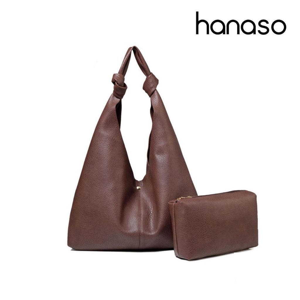 Hanaso กระเป๋าสะพาย ผู้หญิง สไตล์ตะวันตก สีพื้นใบใหญ่ วินเทจ เซ็ต2ใบ | Shopee Thailand
