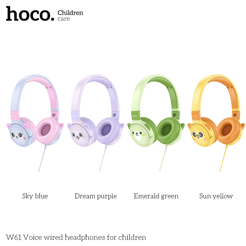 หูฟังแบบครอบหู HOCO W61 หูฟังแบบมีสาย AUX 3.5 Headphones for children ...