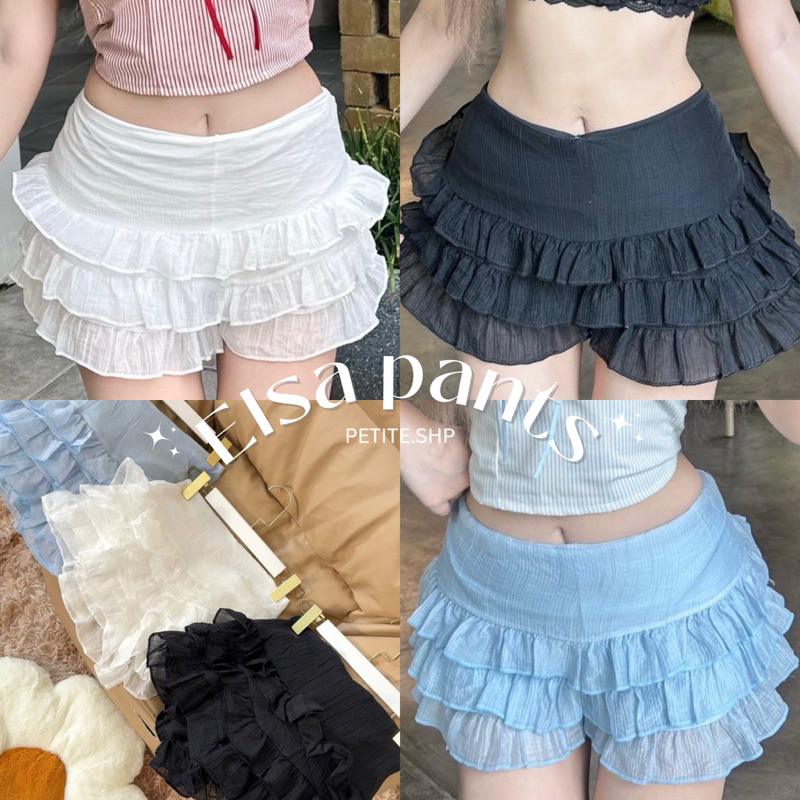 Petite♡︎ Elsa pants กางเกงกระโปรง ทรงขนมชั้นน่ารัก | Shopee Thailand