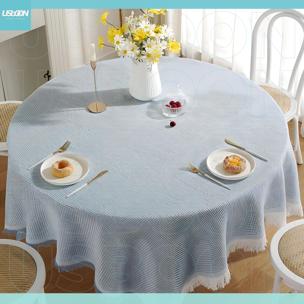 ผ้าปูโต๊ะ ผ้าคลุมโต๊ะ ผ้าปูโต๊ะอาหาร เสื่อปิคนิค ลายวาฟเฟิล ผ้าคอตตอน ...