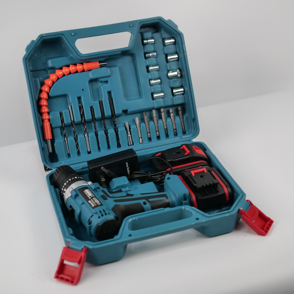 STR สว่าน 3 ระบบ สว่านไร้สาย สว่านแบตเตอรี่ 128V มีแบตเตอรี่ 2 ก้อน เจาะไม้ เจาะปูน เจาะเหล็ก ...