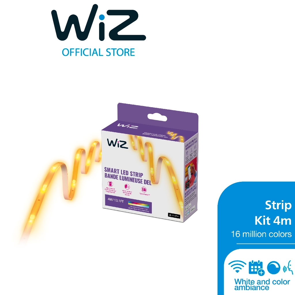 WiZ Smart RGB LED Strip Starter Kit 4m (non-extendable) วิซไฟเส้นRGBเปลี่ยนสีได้ 16 ล้านสีขนาด 4 ...