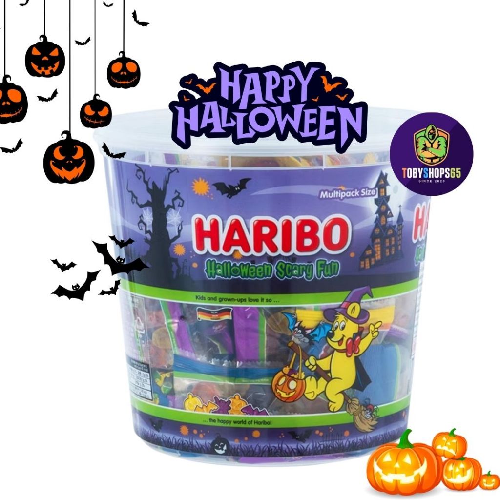 Haribo Halloween candy Scary Fun Party Size gummy เยลลี่ฮาลิโบ รสผลไม้ ...