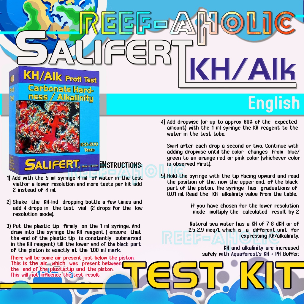 Reef-aholic ชุดเทส Kh Alk Salifert 200 Test ของจำเป็นสำหรับสายตู้ทะเล ...
