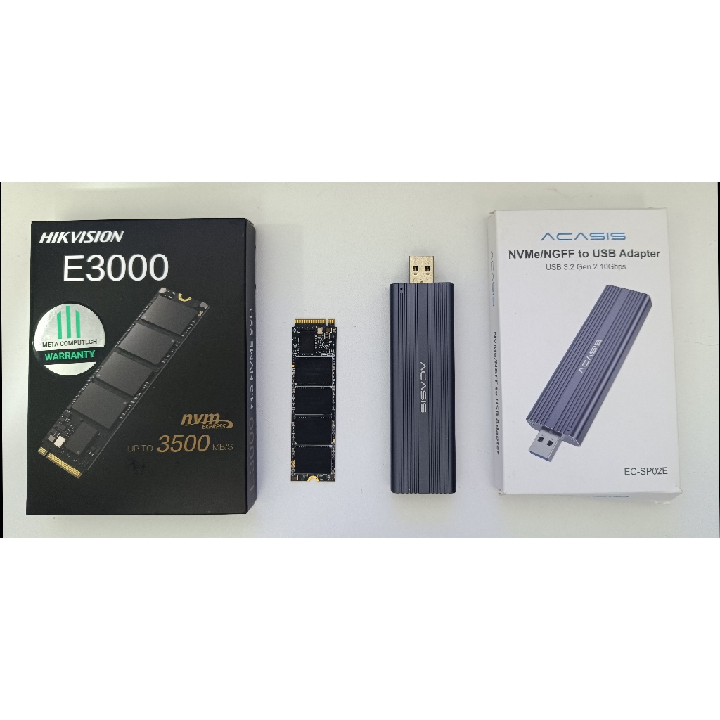 SSD M.2 1TB HIKVISION E3000 พร้อม ACASIS NVME&NGFF to USB ADAPTER (มือ ...