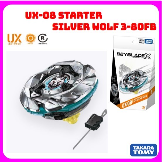 10/12 NEW RELEASE BEYBLADE X Beyblade X UX-08 Starter Silver Wolf 3-80FB Starter Octoer Pre ...