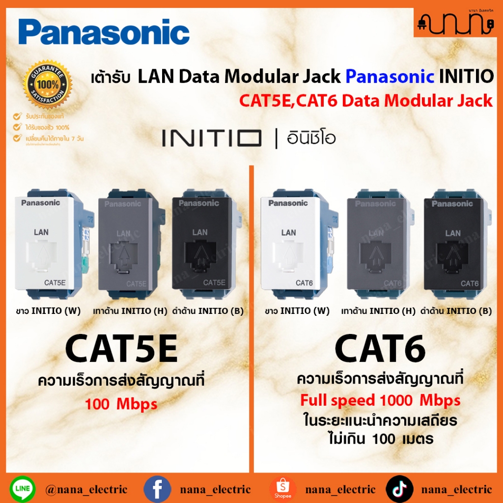 Panasonic INITIO เต้ารับ LAN Data Modular Jack CAT5E / CAT6 ขนาดมาตรฐาน ...