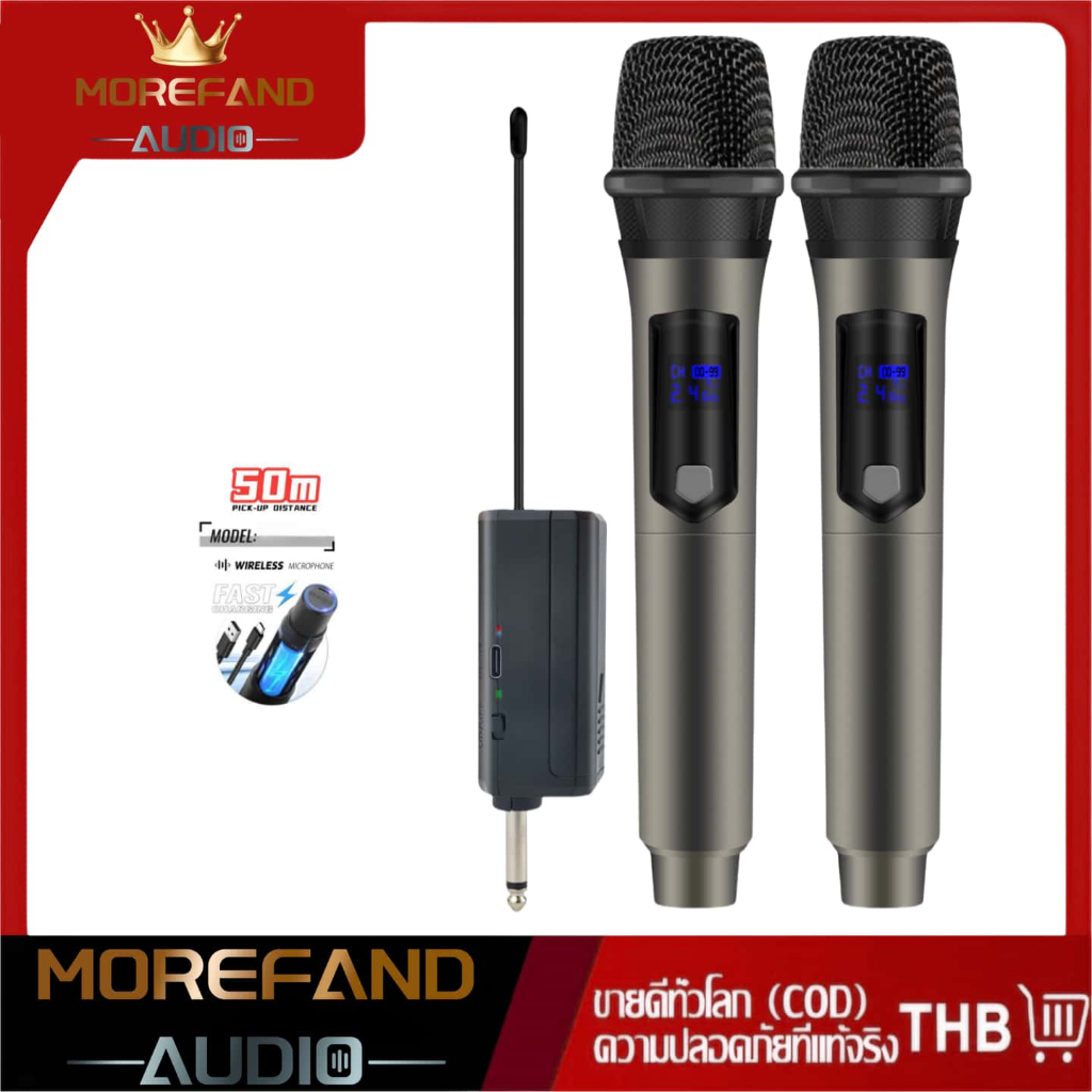 SU601/SU602 ไมโครโฟนไร้สาย 2 ไมโครโฟนแบบใช้มือถือ 50M ระยะทางรับ UHF FM ...