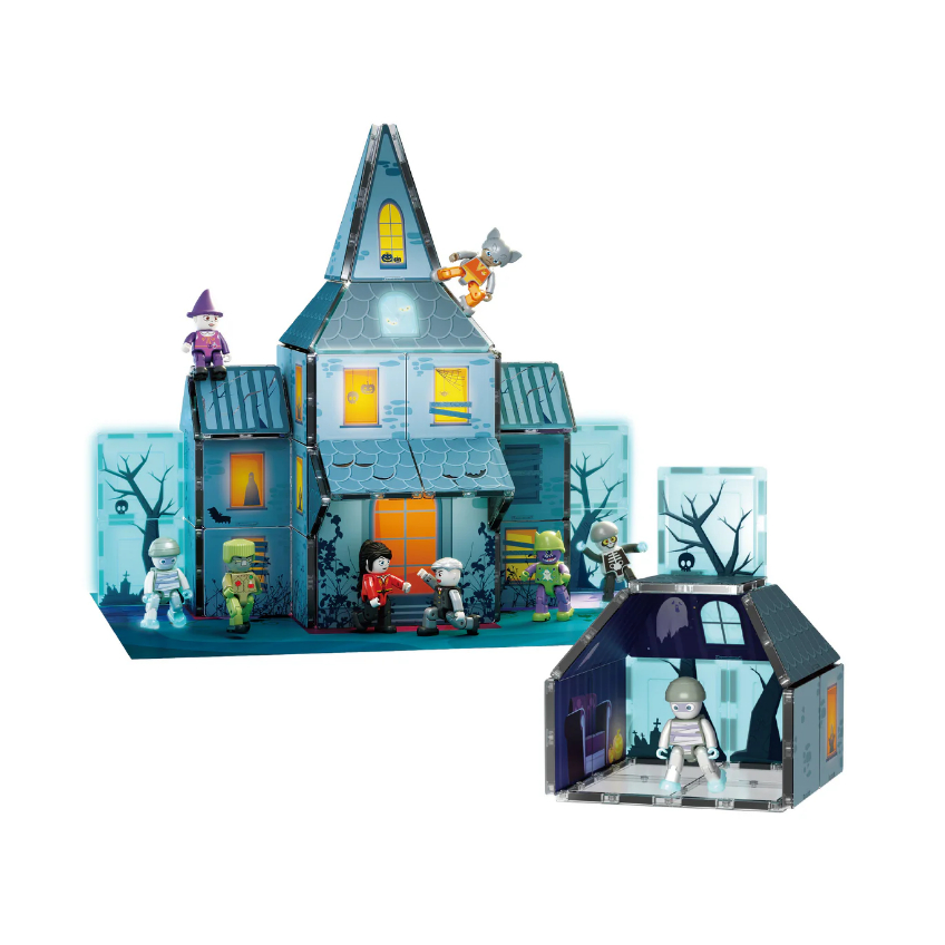 PicassoTiles 57 Pc Haunted House Building Blocks with Spooky Characters ...