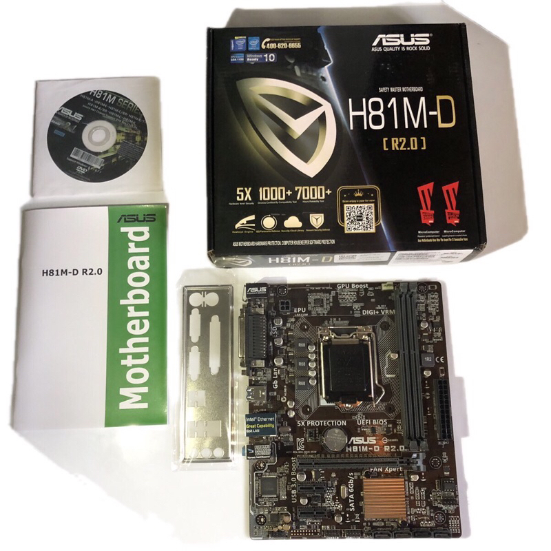 Asus H81M-D R2.0เมนบอร์ด H81ซ็อกเก็ต LGA 1150 i5 i7 DDR3เมนบอร์ดของแท้ Micro-ATX UEFI BIOS ...