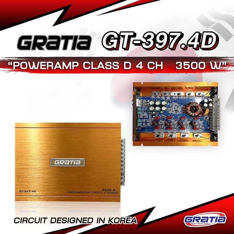 power 4Ch Class D GRATIA แอมป์ขับกลาง รุ่น GT-397.4D | Shopee Thailand