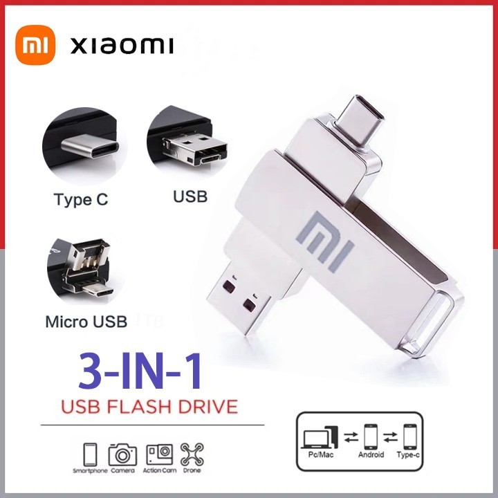 Xiaomi Original falshdisk ไดรฟ์ปากกาโลหะ 2TB/1TB/ type-c USB 3IN1 dual ...