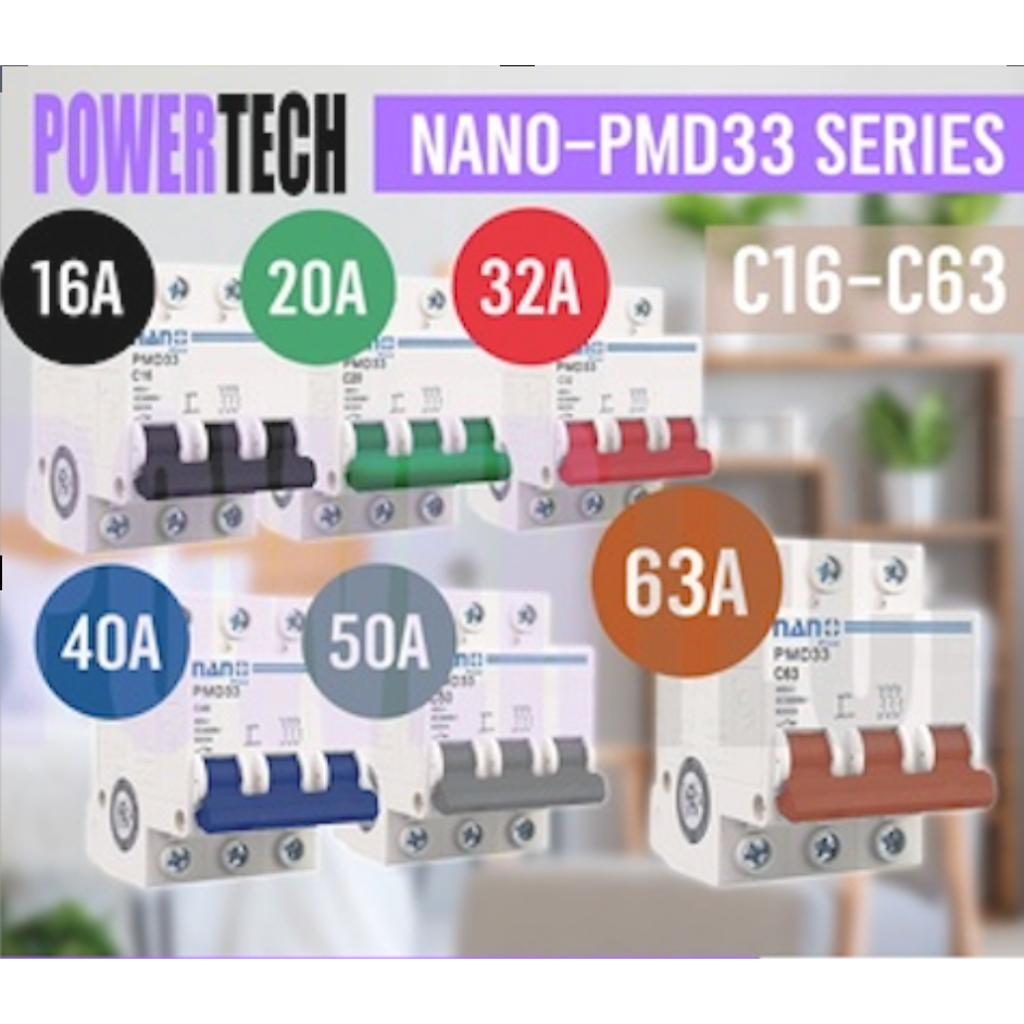 3P เซอร์กิตเบรกเกอร์ เบรคเกอร์ NANO PLUS 3Pole 6kA 50A PMD33 C16 C20 C32 C40 C50 C63 | Shopee ...