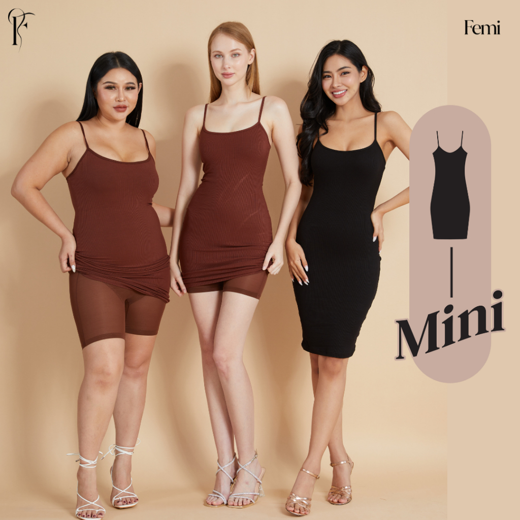 (รุ่นMini สายเดี่ยวปรับได้) Femi MINI Shaper Dress l เดรสพรางหุ่นมี ...